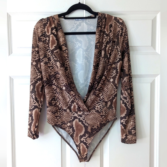 Zara | Tops | Zara Snake Skin Bodysuit | Poshmark